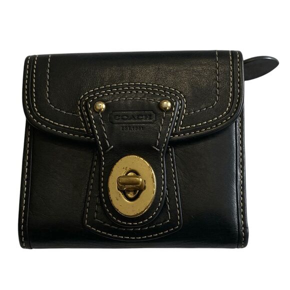 Coach | Bags | Vintage Coach Gigi Black Legacy Leather Turn Lock Bifold ...